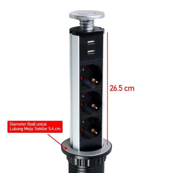 Jual Stop Kontak Meja Meeting Kerja Kitchen Set Tanam Popup 3 socket 2 ...