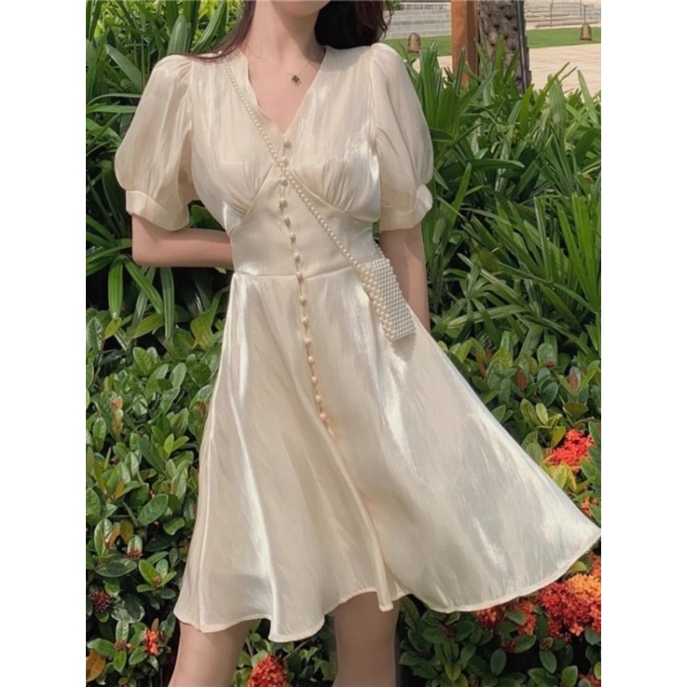 Jual Gaun Midi Mewah Kelas Atas Gaun Temperamen Manis | Shopee Indonesia