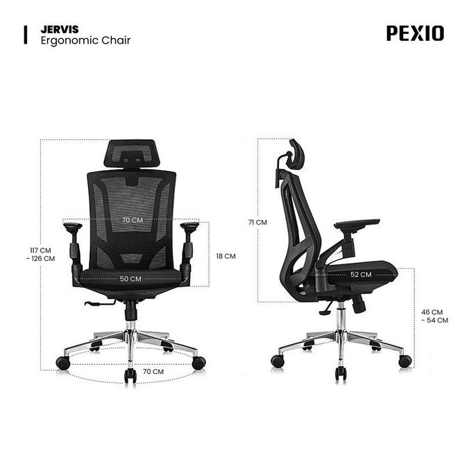 Jual Pexio Jervis Kursi Kantor Ergonomis Hitam | Shopee Indonesia