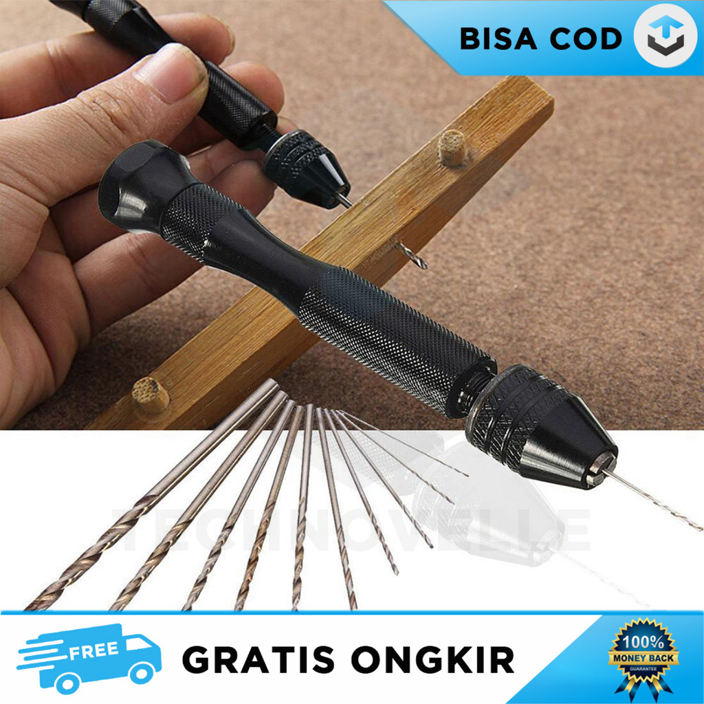 Jual ALAT BOR MANUAL BUAT KAYU MATA BOR MINI PORTABLE HAND DRILL KIT ...