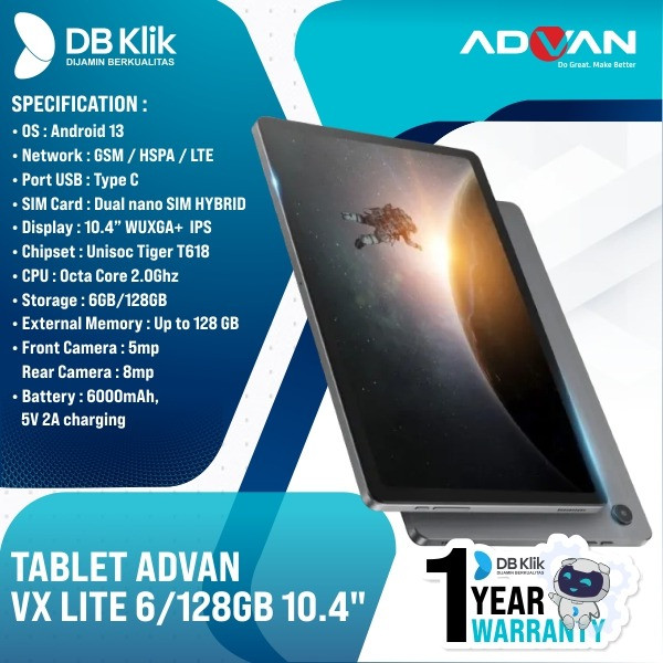Jual Advan Tablet Vx Lite 6/128Gb 10.4" Tiger T618 With Case No ...