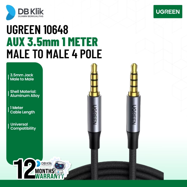 Jual Ugreen Kabel Aux 3.5Mm Male To Male 4 Pole Audio Stereo 1Meter ...