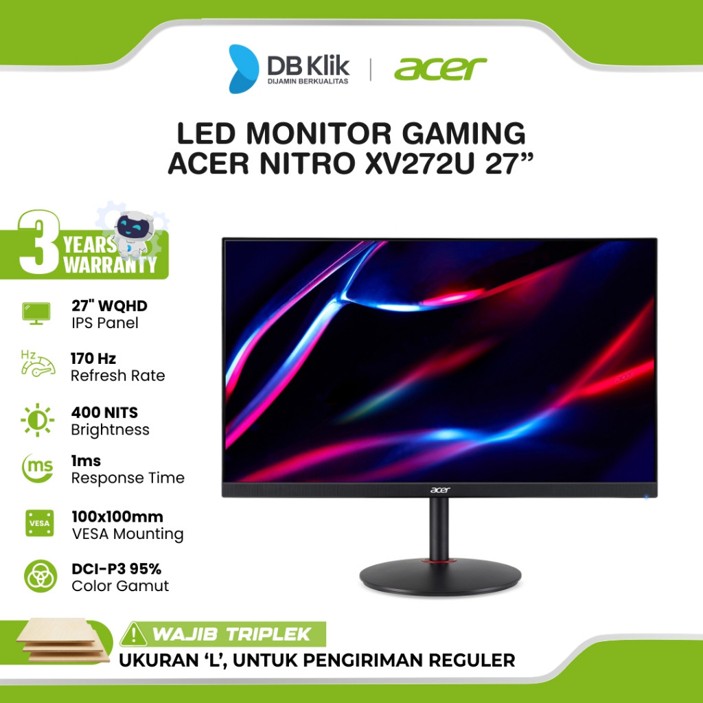 Jual Acer Led Monitor Gaming Nitro Xv272U 27" 144Hz Wqhd Hdmi Dp ...