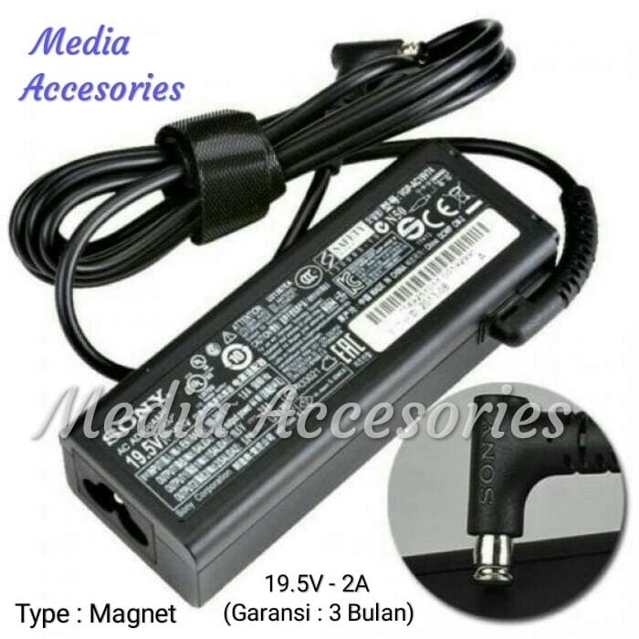 Jual Charger/Adaptor Sony Vaio 19.5V 2A Magnet For Svf13 Svt11 Original ...