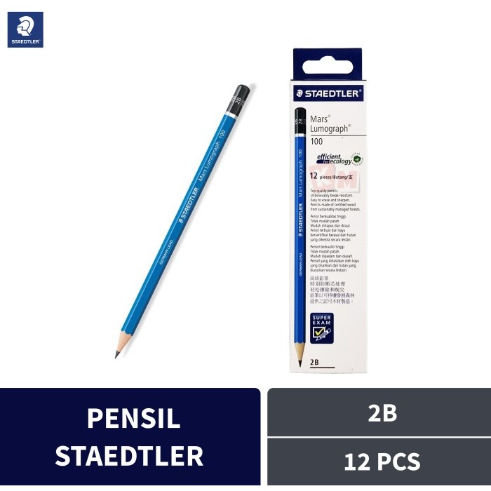 Jual HARGA DISC - Pensil Staedtler 2B Biru Mars Lumograph 100 Super Exam / 12 Pcs | Shopee Indonesia