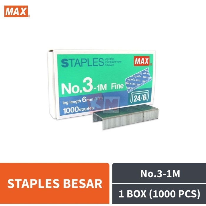 Jual HARGA DISC - Isi Refill Stapler / Staples MAX No.3-1M (24/6) / Box ...