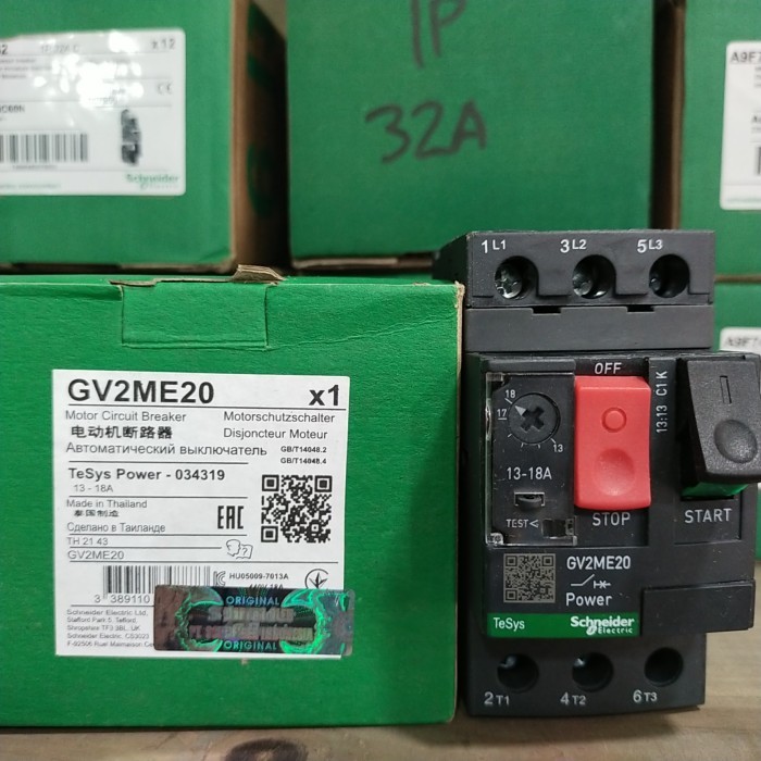 Jual Motor Circuit Breaker Schneider Gv2Me20/20 13-18A Original/Gv2Me20 ...