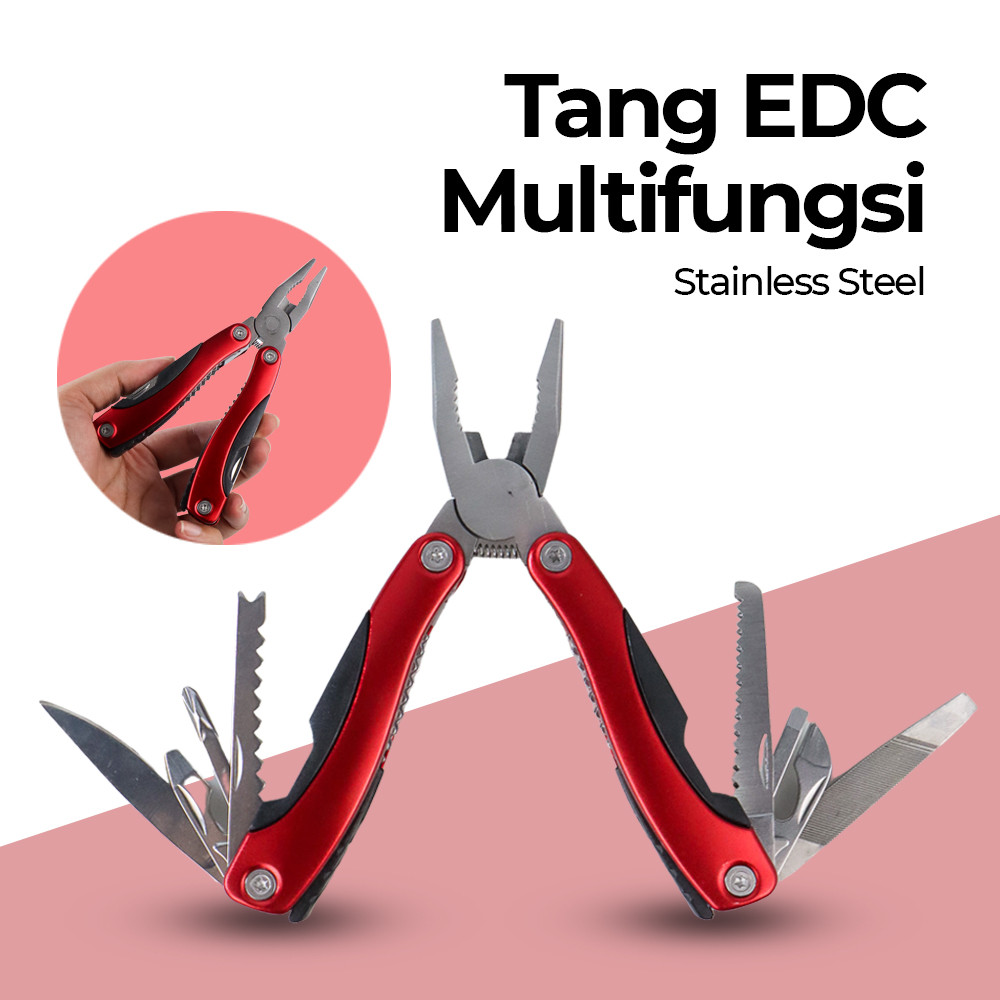 Jual Tang EDC Multifungsi Stainless Steel - MPA13 - Merah Hitam | PBV ...