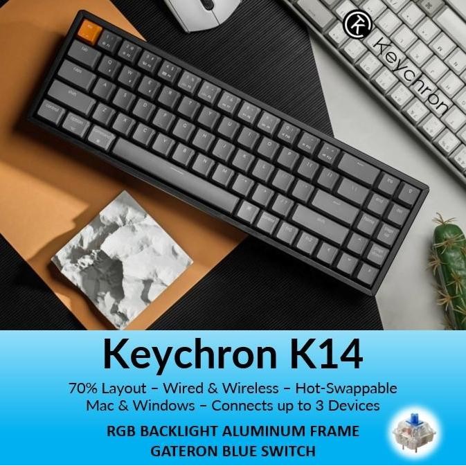 Jual Keychron K14 70% Hot-swappable RGB Aluminum Frame Mechanical Keyboard H32T | Shopee Indonesia