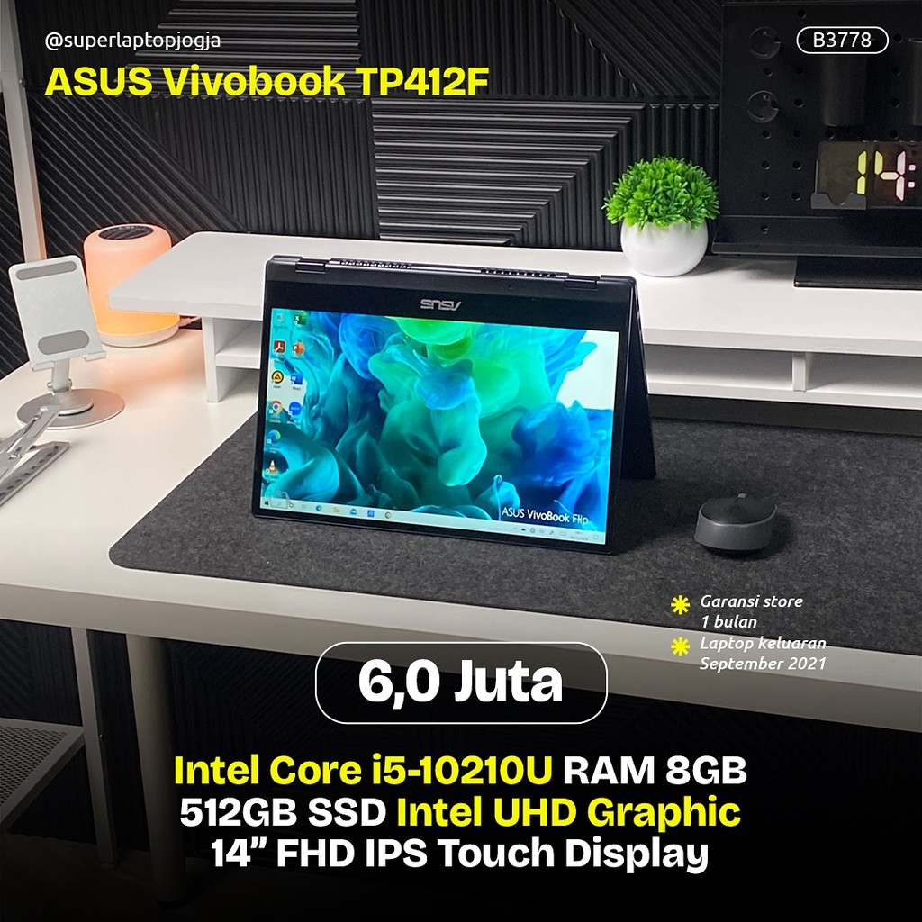 Jual ASUS VivoBook TP412F flip intel core i5 gen 10 ram 8gb ssd 512gb ...