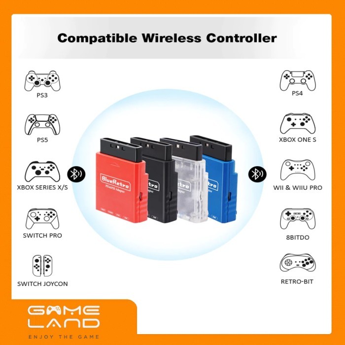 Jual Blueretro Multiplayer Wireless Controller Adapter for PS2 PS1 Compatible with PS5 PS4 ...