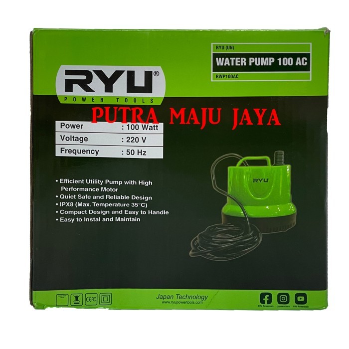 Jual Mesin Kolam Ikan Aquarium Pompa Air Celup Water Pump Ryu Rwp 100 Ac | Shopee Indonesia