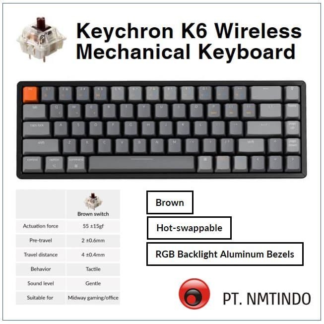 Jual Keychron K6 Hot-Swappable Brown Switch Rgb Backlight Aluminum ...