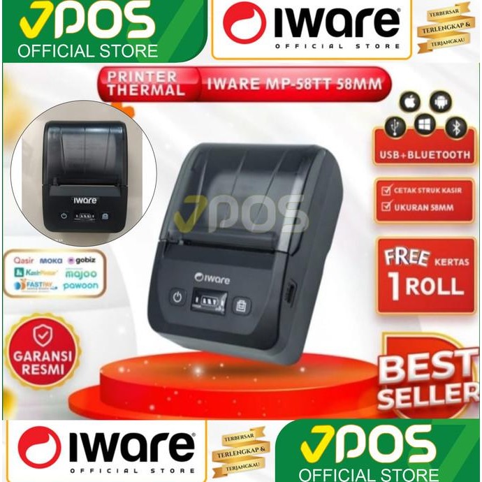Jual Mobile Printer Thermal Bluetooth 58mm MP58 IWARE | Shopee Indonesia