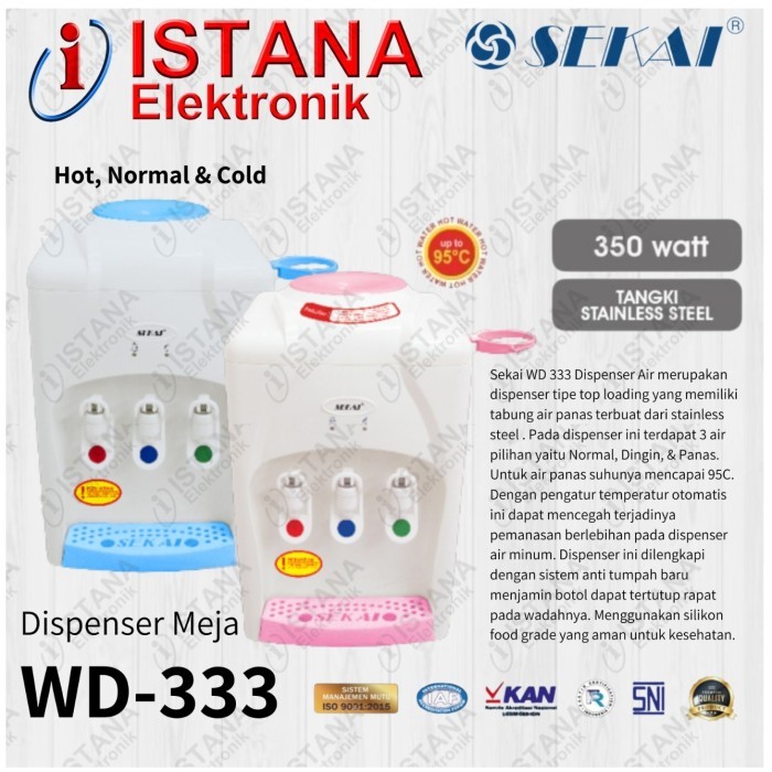 Jual SEKAI DISPENSER DI MEJA/DUDUK 3 KRAN HOT,NORMAL & COLD WD-333 ...