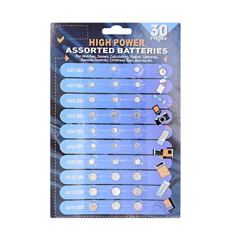 Jual 30 pcs AG1 AG3 AG4 AG5 AG12 AG13 Button Cell Batteries Coin | Shopee Indonesia