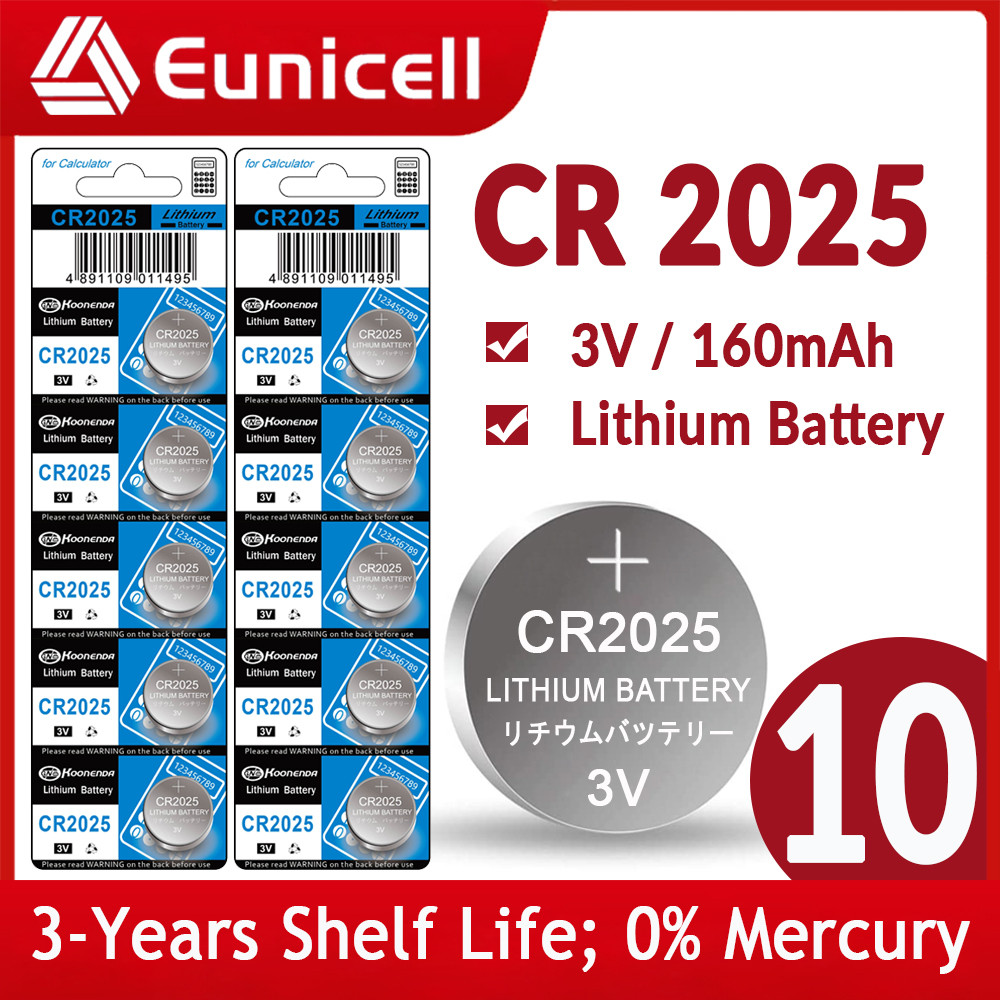 Jual 10PCS 160mAh CR2025 Coin Cells Batteries 2025 DL2025 BR2025 ...