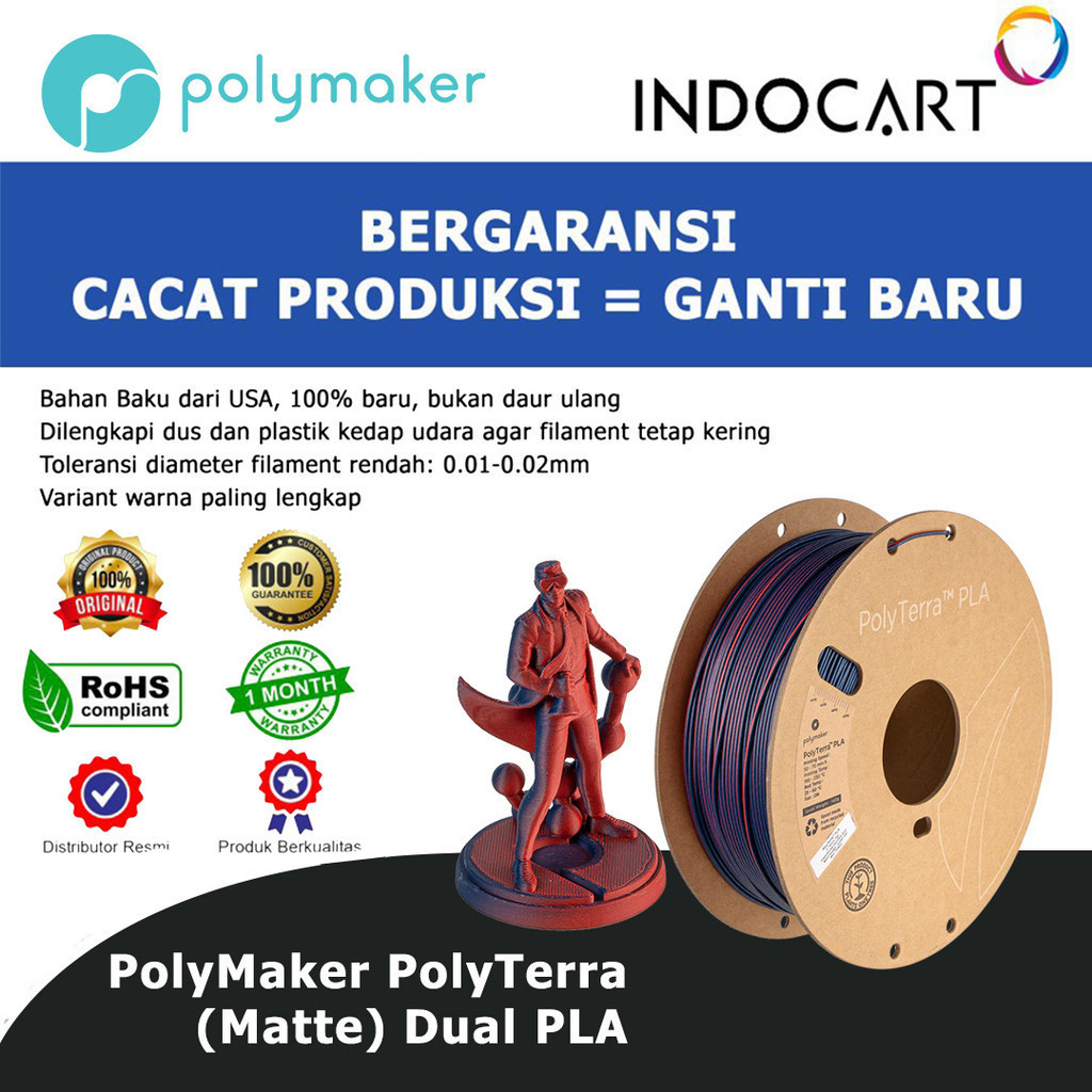 Jual IndoCart 3D Printer Filament PolyMaker Panchroma/PolyTerra Dual ...
