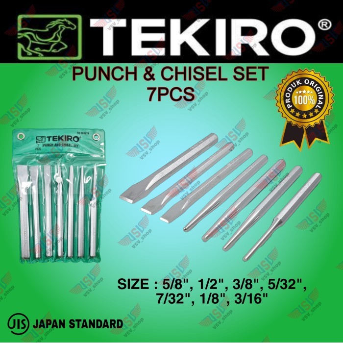 Jual TEKIRO Punch and Chisel Set 7pcs Pahat Besi Penitik Pin Cold ...