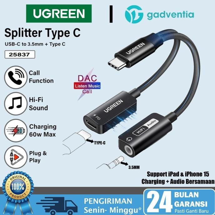 Jual socket - UGREEN Magnetic Splitter Type C to Jack Audio Adapter 2 ...