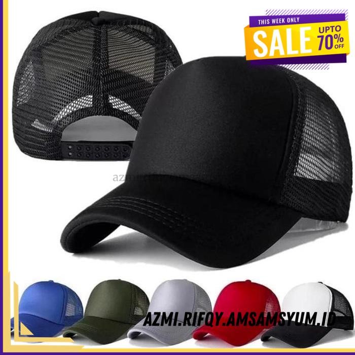 Jual (DONE) TOPI TRUCKER JARING HAT CAP DISTRO HITAM POLOS CUSTOM ...