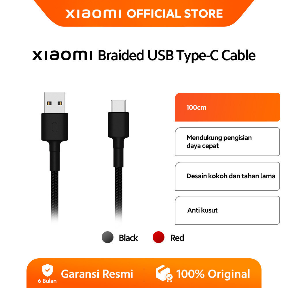 Jual Xiaomi Braided USB Type-C Cable 100cm | Pengisian Daya Cepat ...