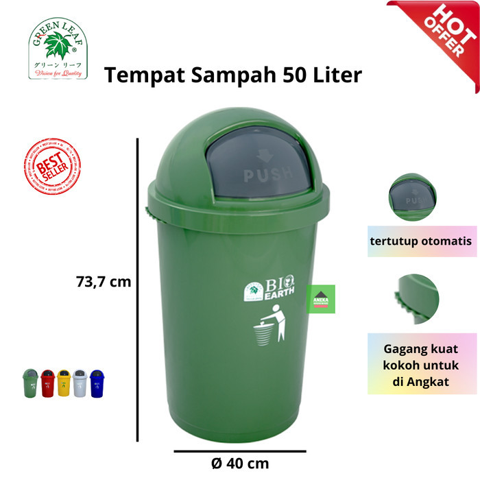 Jual TEMPAT SAMPAH BIO 50 LITER GREEN LEAF 2150 ABU-ABU | Shopee Indonesia