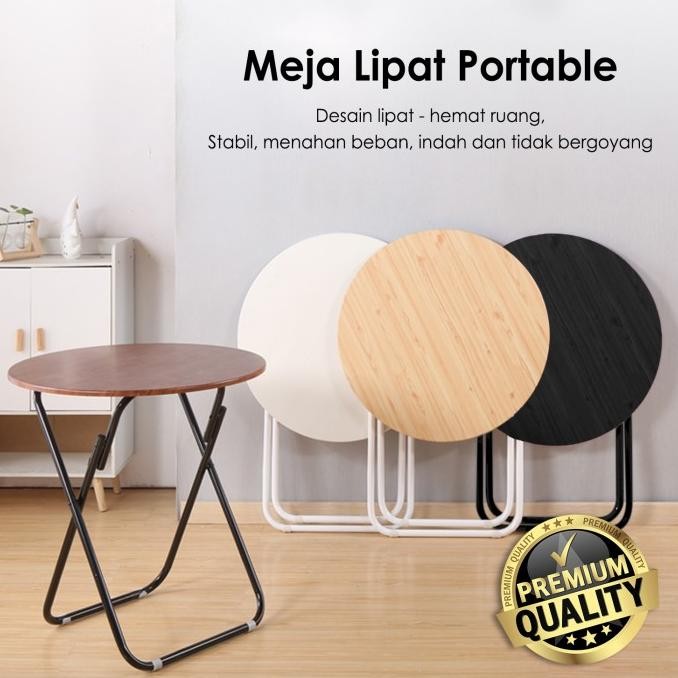 Jual Meja Lipat Portable Serbaguna Meja Cafe Bulat Besi Fiberboard Z14A1 JS | Shopee Indonesia