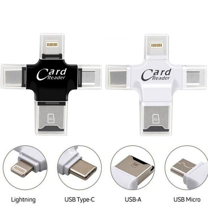 Jual iDragon R006 4 in 1 Card Reader Multi Function Lightning Type-C ...