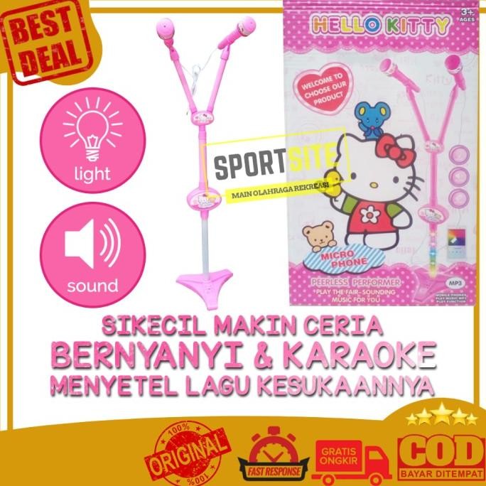 Jual Duo Microphone Hello Kitty. Standing Mic Nyanyi Karaoke Anak 8803A ...