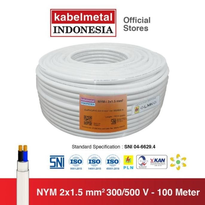 Jual Kabel Metal - Kabel NYM 2x1.5 mm 100 Meter Kawat Tembaga Listrik SNI Garansi | Shopee Indonesia