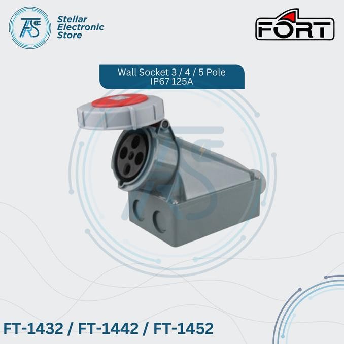 Jual Wall Socket 125A IP67 3 Pole FT-1432 / 4 Pole FT-1442 / 5 Pole FT ...