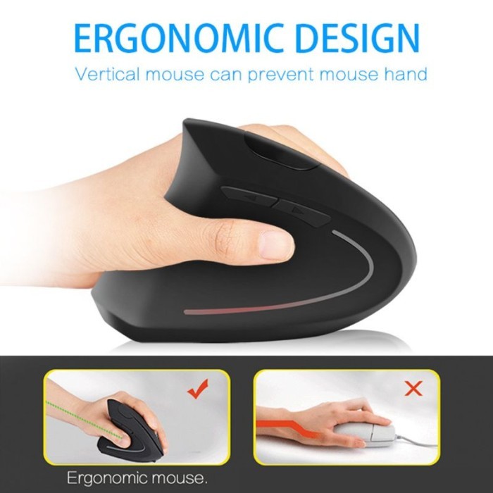 Jual Left-Handed Mouse Rechargeable Ergonomic Vertical Mice with USB ...