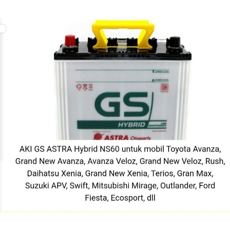 Jual Aki Mobil Gs Astra Hybrid Ns60 Toyota Avanza, Grand New Avanza, Avanza Veloz, Grand New ...