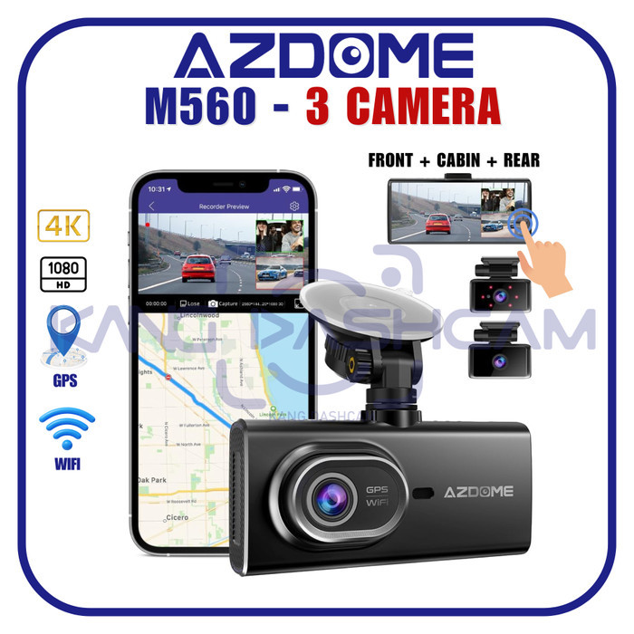 Jual Azdome M560 4K 3 Kamera Dash Cam Mobil e-MMC | Shopee Indonesia