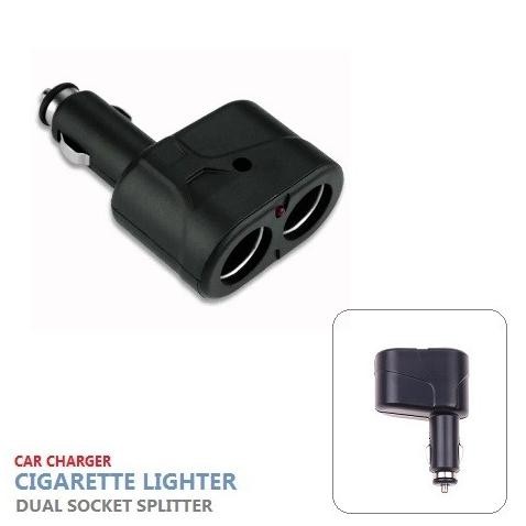 Jual Dual Socket Cigarette Lighter 12-24V Splitter - Charger Mobil ...