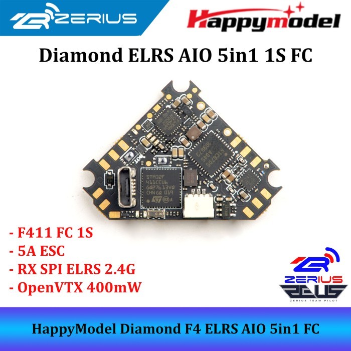 Jual Happymodel Diamond F4 ELRS 2.4GHz AIO 5in1 1S FC 5A ESC OpenVTX ...