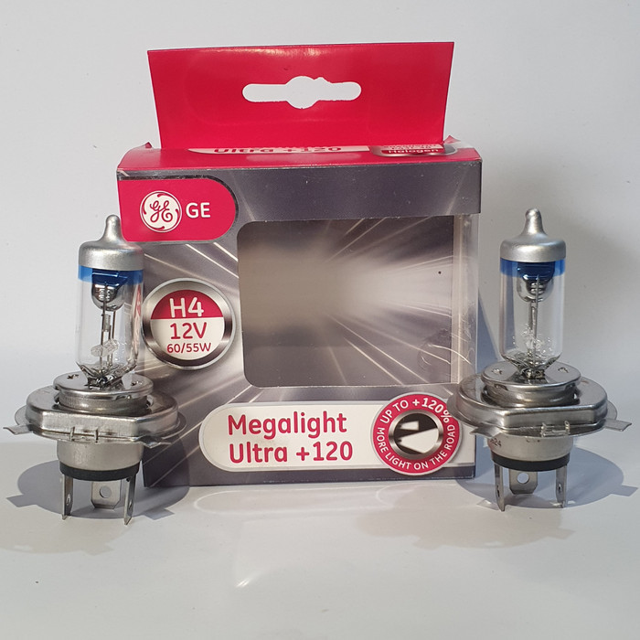 Jual Lampu Bohlam Mobil Halogen H4 Ge Megalight Ultra Up 120% Premium ...