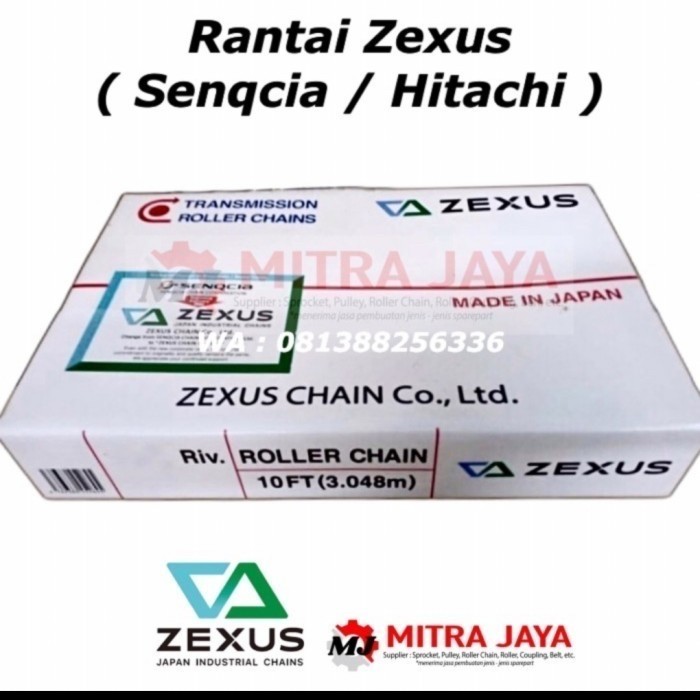 Jual ROLLER CHAIN RS 20B - 2 ZEXUS SENQCIA HITACHI ( RANTAI DOUBLE ...