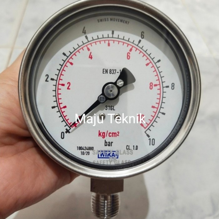 Jual Wika Pressure D 4" 0-10 Kg/Cm2 / Bar Drat 1/2"Npt Full Ss Raket | Shopee Indonesia