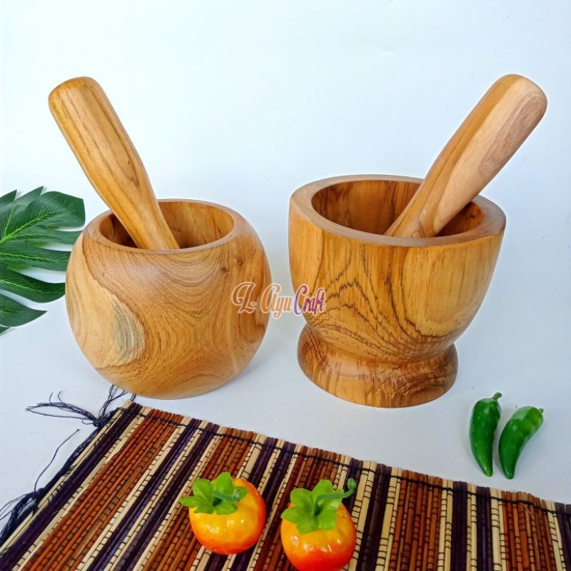 Jual L-Ayucraft Lumpang Kayu Jati Variasi | Shopee Indonesia