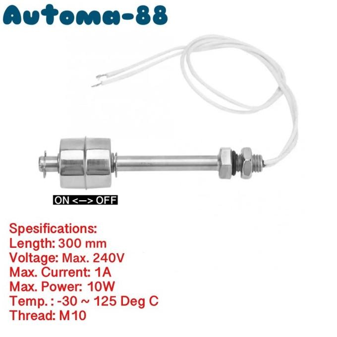 Jual WATER LEVEL SENSOR SWITCH PELAMPUNG 300MM 30CM STAINLESS 220V 24V ...