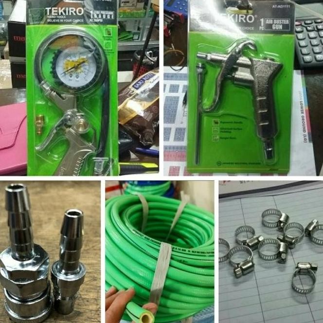 Jual PAKET ISI ANGIN BAN MOBIL MOTOR SELANG KOMPRESOR 20 MTR TEKIRO ...