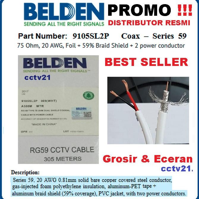 Jual KABEL COAXIAL ASLI BELDEN RG-59 + DC POWER 305 METER ORIGINAL DAN ...