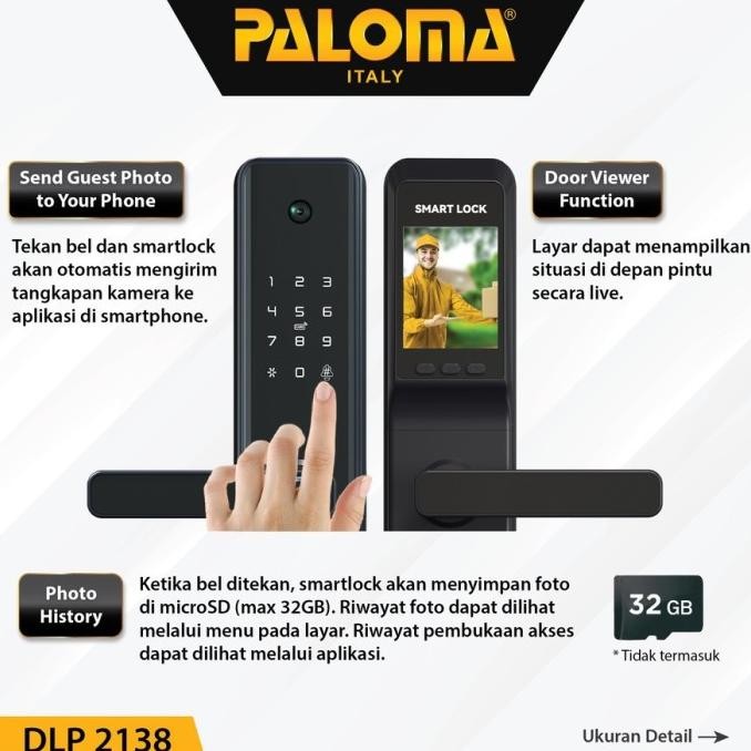 Jual PALOMA DLP 2138 Smart Digital Door Lock Camera Viewer Kunci Pintu ...