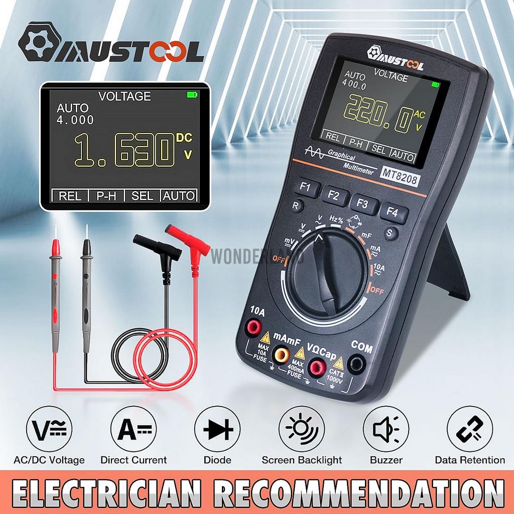 Jual MUSTOOL MT8208 Osiloskop HD Warna Multimeter Digital Grafis Cerdas ...