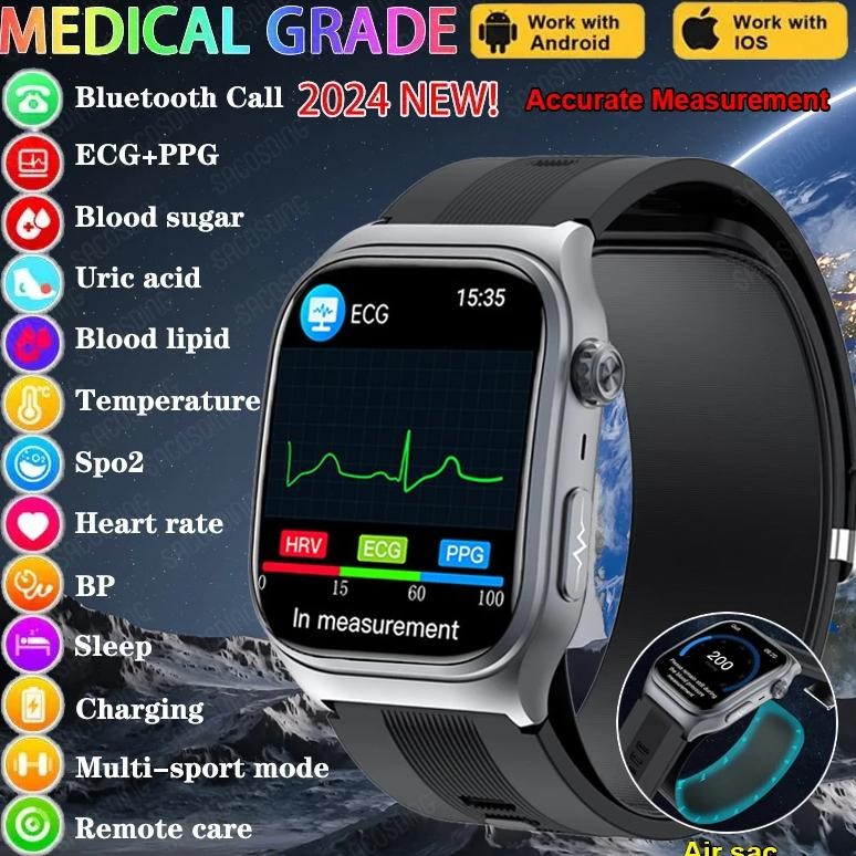 Jual Medical Grade Air Sac Smart Watch Blood Sugar Blood Lipid Uric ...