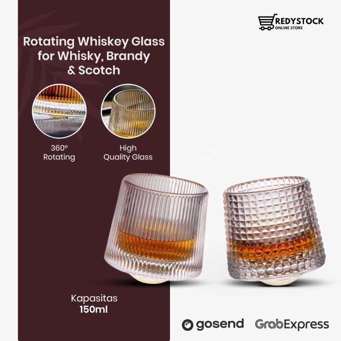 Jual Gelas Kaca Whisky Rotating Whiskey Scotch Brandy Crystal Glass ...