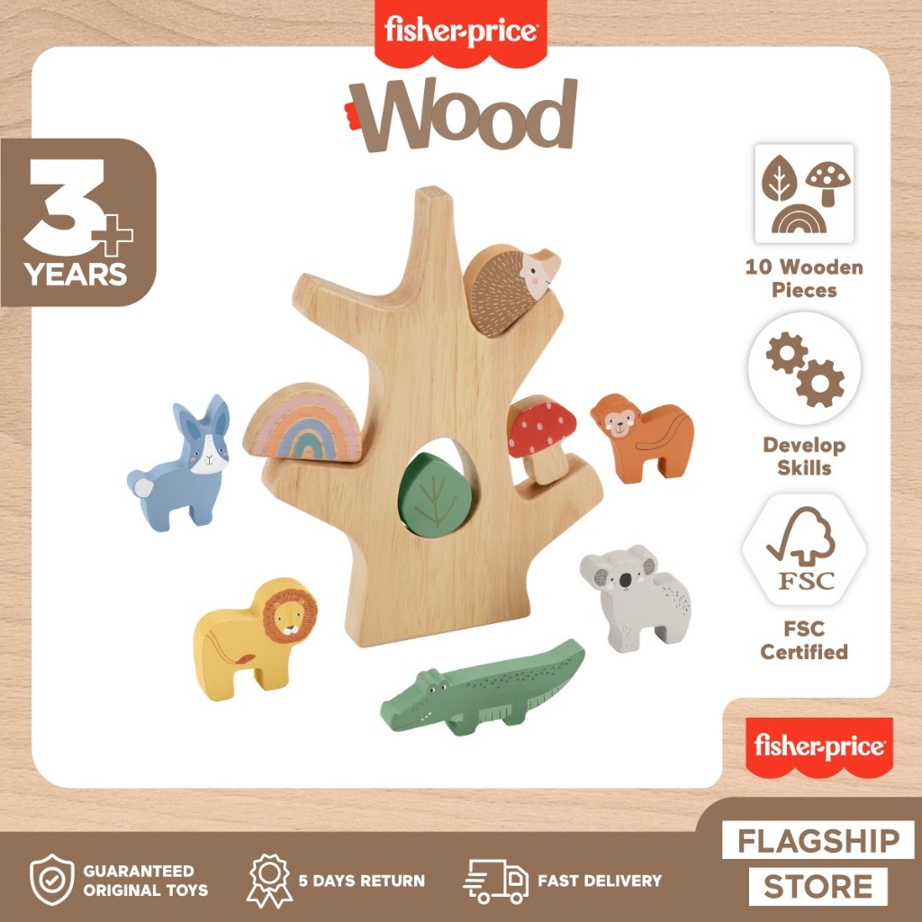 Jual Fisher-Price Wooden Balance Tree Stacking Balance Toy - Mainan ...