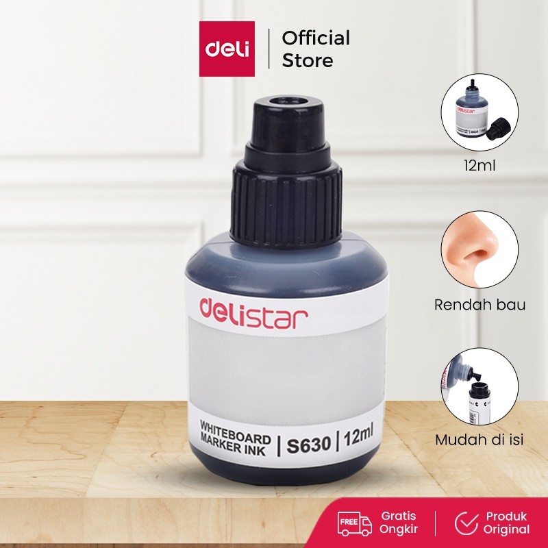 Jual Deli Tinta Isi Ulang Spidol Erase Marker Hitam Merah Biru S630 ...